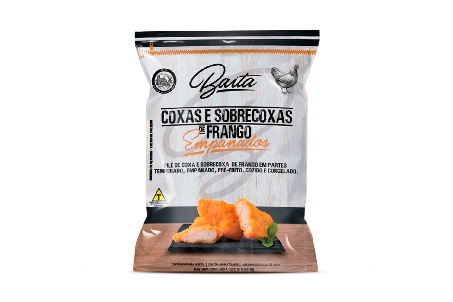 Filé de Coxa e Sobrecoxa Empanada Baita 700g - Swift Filé de Coxa e Sobrecoxa Empanada Baita 700g - Swift