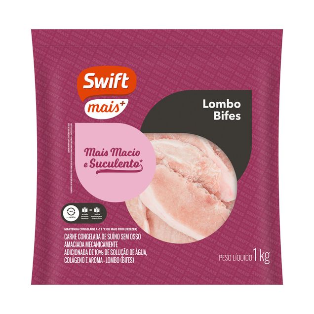 Bife de Lombo Suíno Linha Mais 1kg - Swift Bife de Lombo Suíno Linha Mais 1kg - Swift