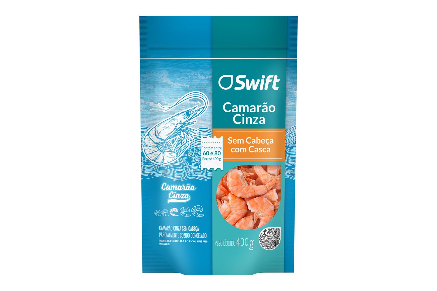 Camarão Pré Cozido Sem Cabeça 71/90 Swift 400g - Swift